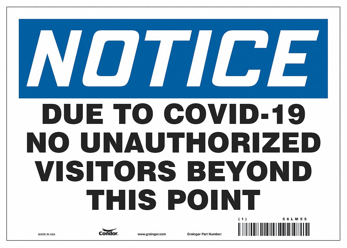7 in x 10 in Nominal Sign Size, 0.032 in Thick, Covid 19 Sign 7X10 ...