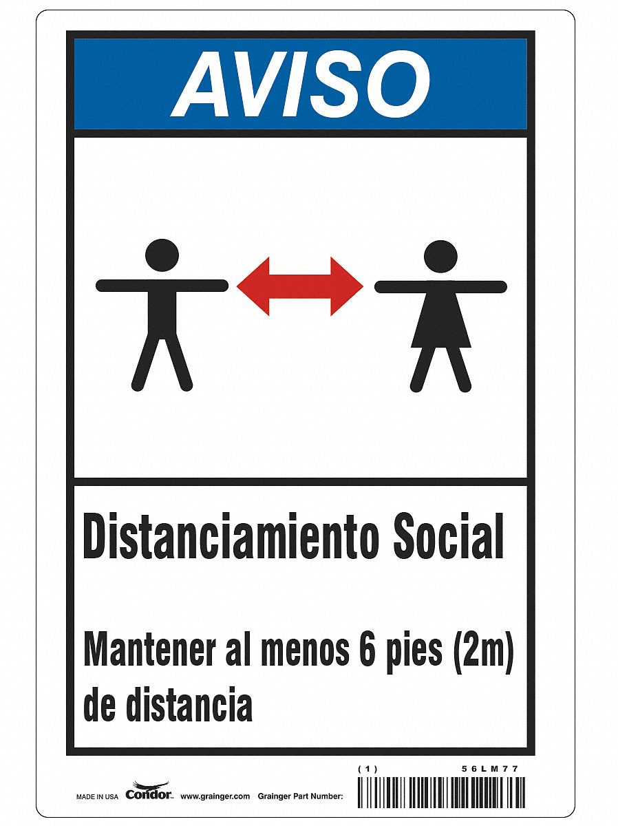 7 in x 10 in Nominal Sign Size, 0.004 in Thick, Covid 19 Sign 7X10 ...