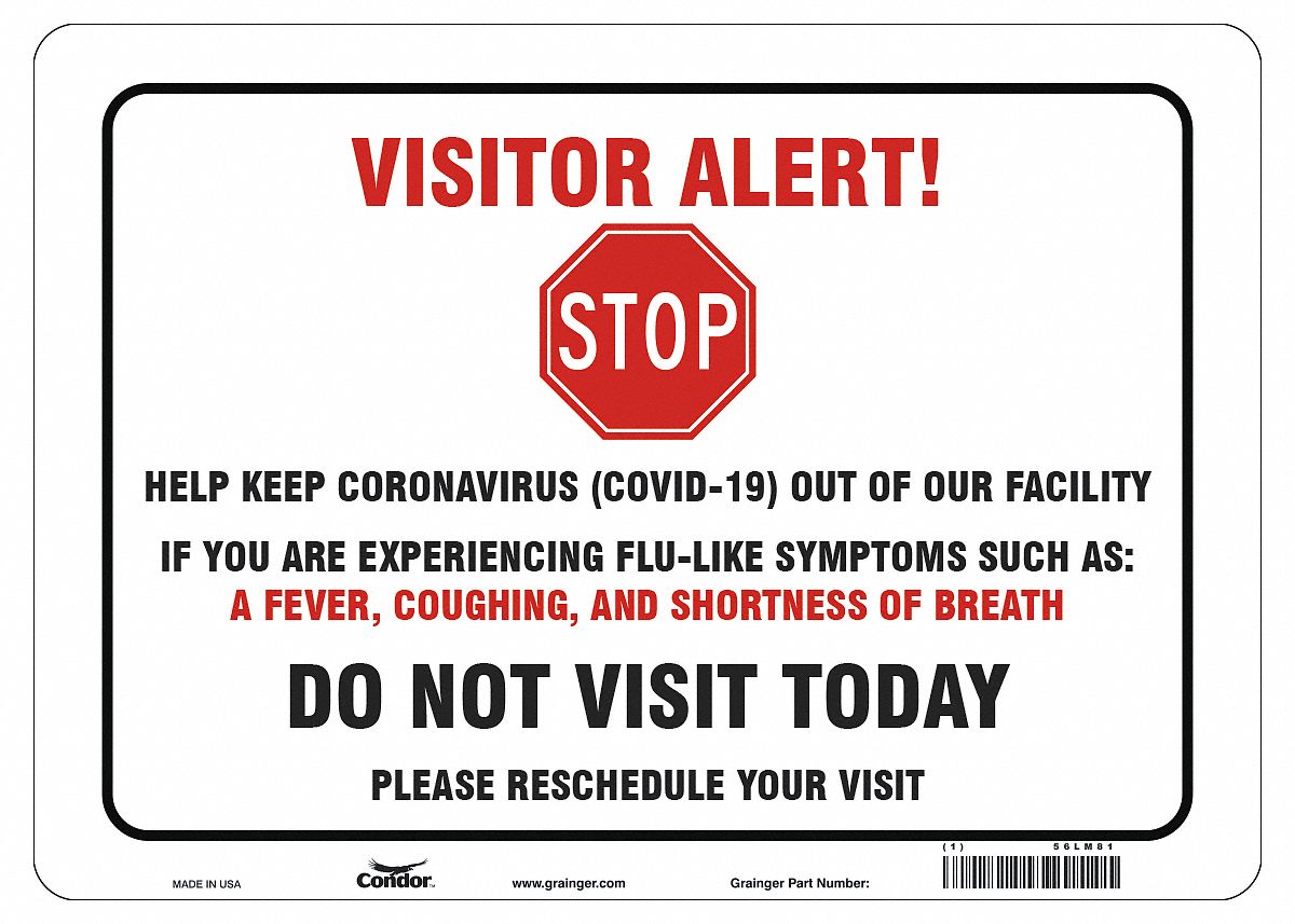 10 in x 14 in Nominal Sign Size, 0.055 in Thick, Covid 19 Sign 10X14 ...