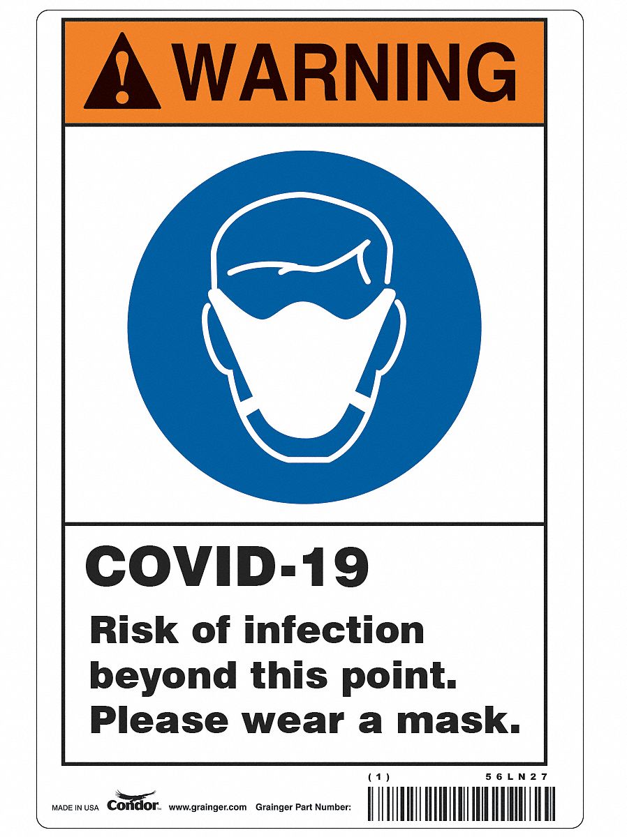 7 in x 10 in Nominal Sign Size, 0.032 in Thick, Covid 19 Sign 7X10 ...