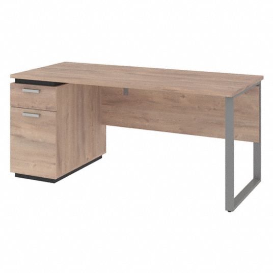 BESTAR, Graphite/Rustic Brown, 66 in Overall Wd, Office Desk - 56MC65 ...