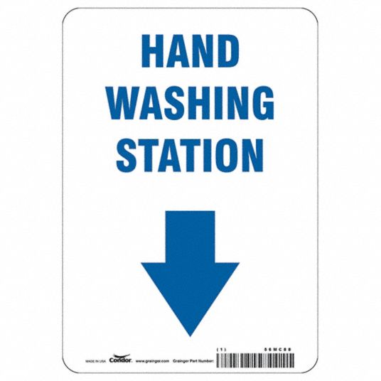 10 in x 7 in Nominal Sign Size, 0.032 in Thick, Hand Washing Station ...