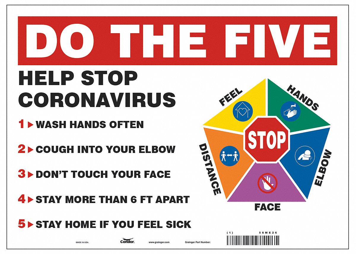 10 in x 14 in Nominal Sign Size, Vinyl, Hygiene Sign - 56ME26|60-1600 ...