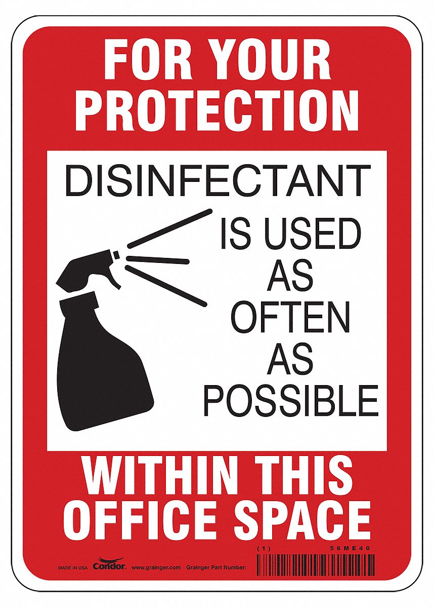 14 in x 10 in Nominal Sign Size, 0.055 in Thick, Hygiene Sign - 56ME40 ...