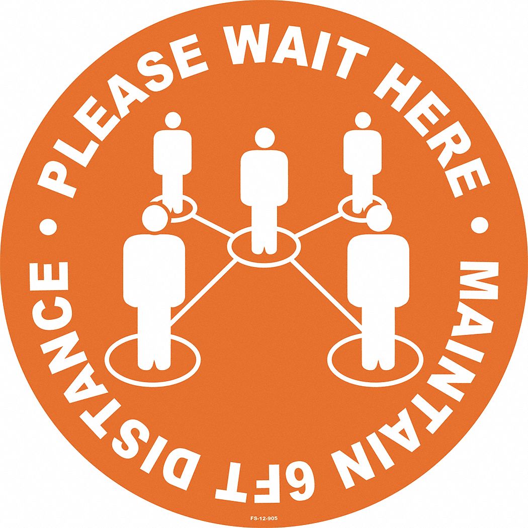 12 in x 12 in Nominal Sign Size, 0.012 in Thick, Social Distance Floor ...