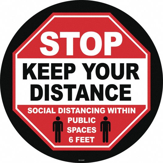 12 in x 12 in Nominal Sign Size, 0.012 in Thick, Social Distance Floor ...