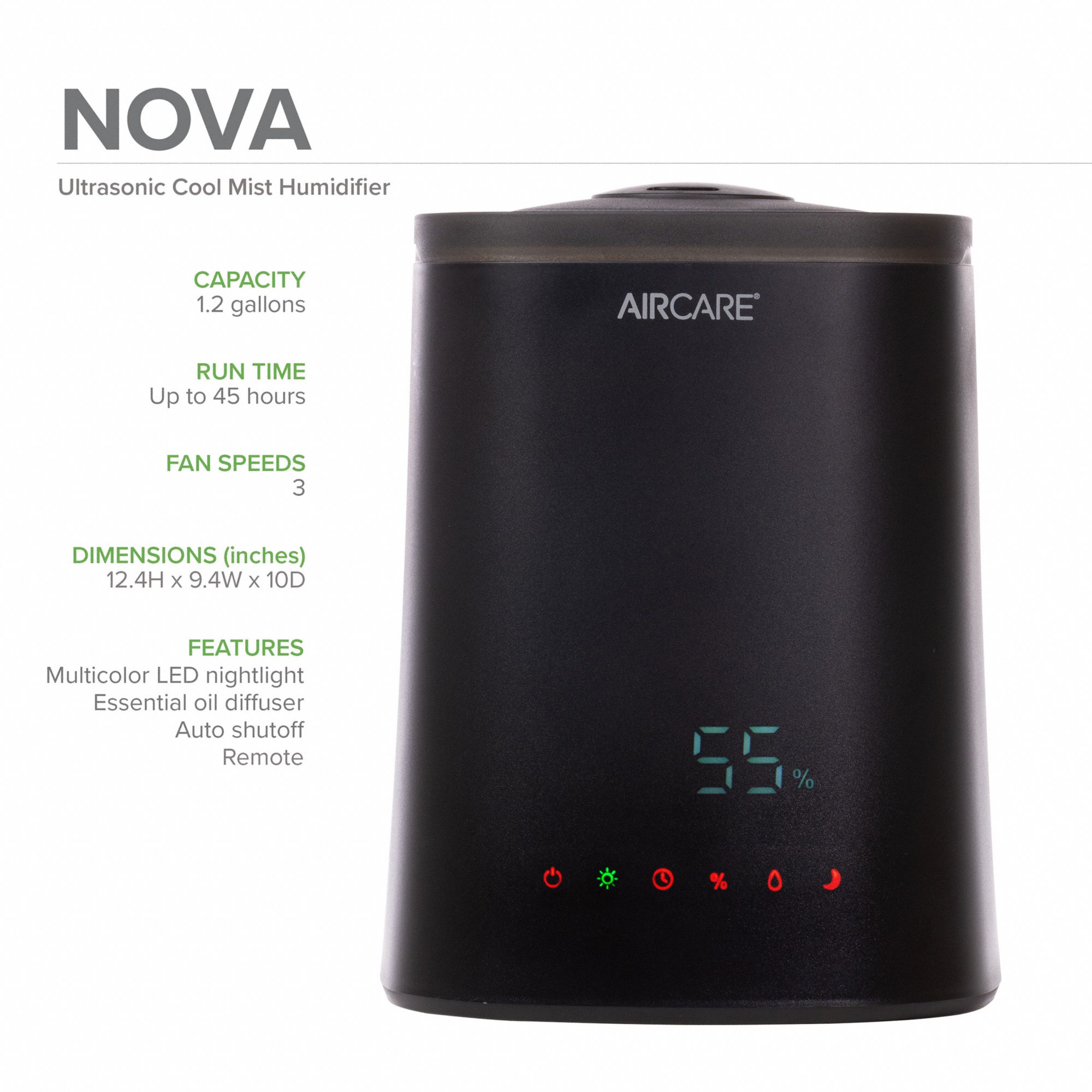 AIRCARE Portable Humidifier: Ultrasonic (Cool Mist), Tabletop Housing ...