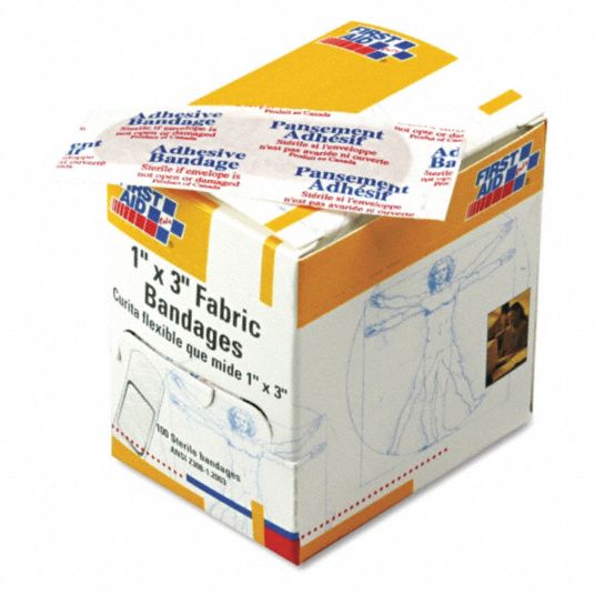 FIRST AID ONLY, 100, PK, Fabric Bandages,1x3",PK100 - 56XE67|G-122 ...