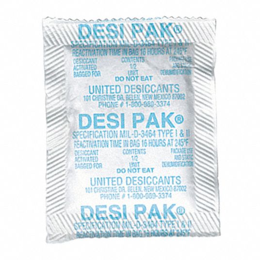 550, PK, Desiccant Pak,1/2 Unit,Pail,PK500 - 56XR97|13850 - Grainger