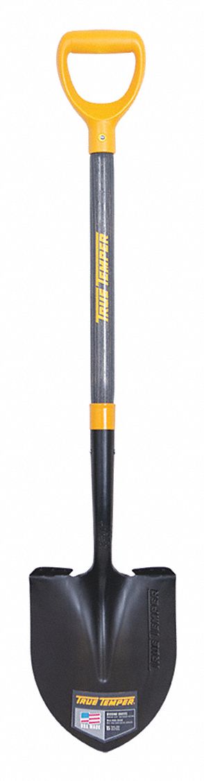 TRUE TEMPER, D-Grip Handle Type, Round Point Shovel,w/D-Grip Handle ...
