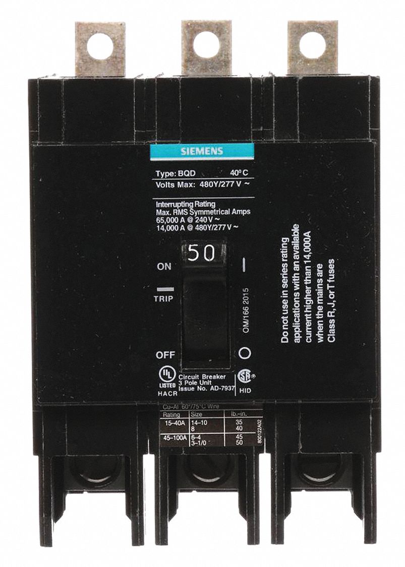 SIEMENS Interruptor Termomagnético Atornillable, Serie BQD, Número de ...