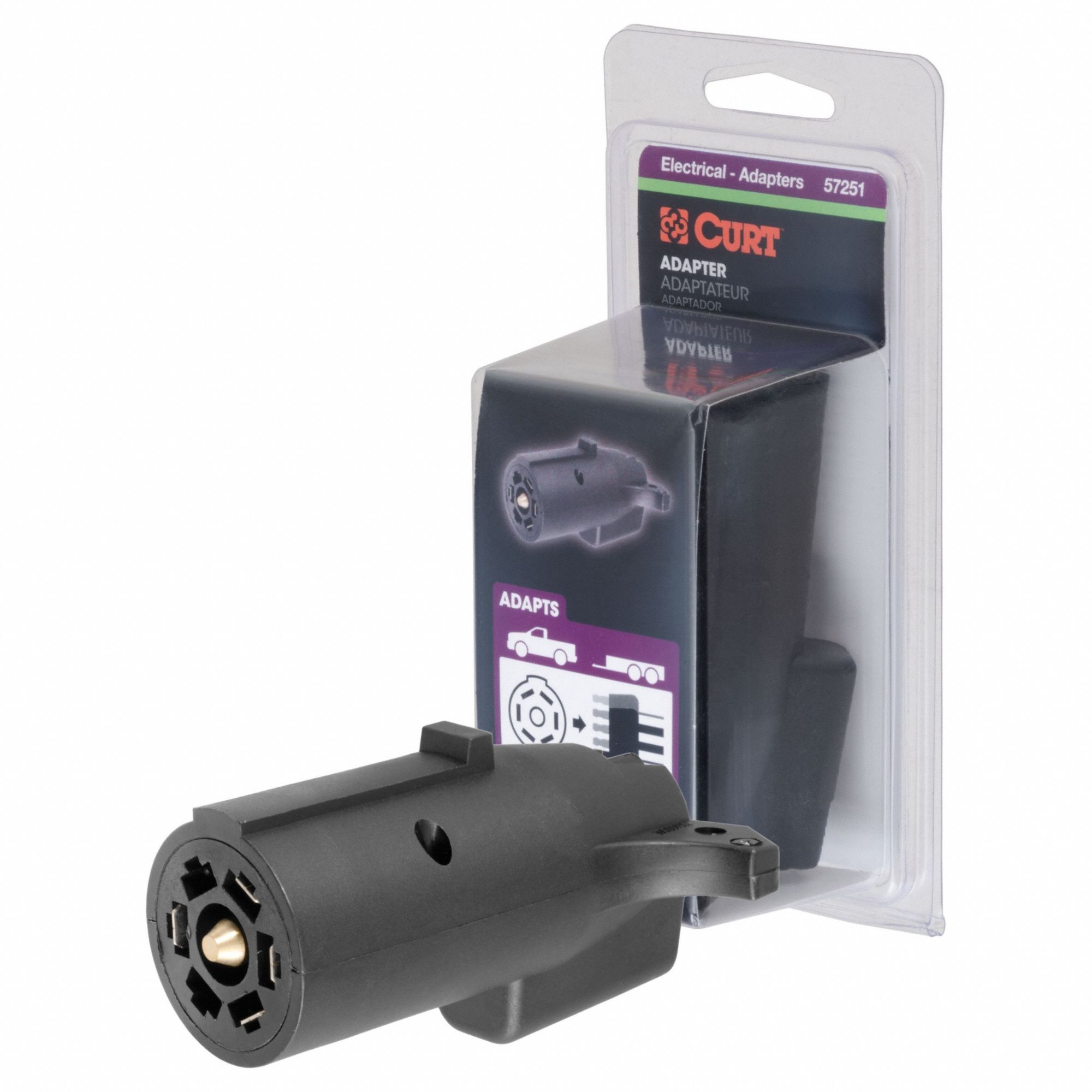 CURT, 7-Way Blade, 5-Way Flat, Automotive Electrical Adapter - 809LY1 ...