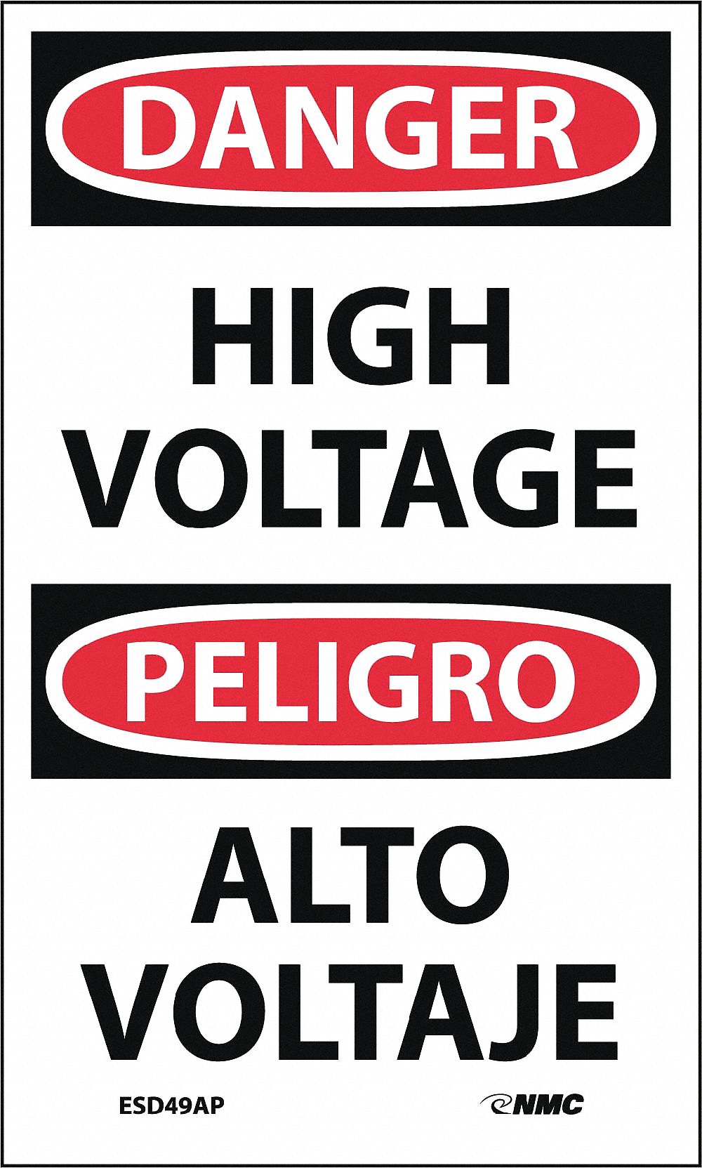 High Voltage Label - Bilingual,PK5 - Grainger