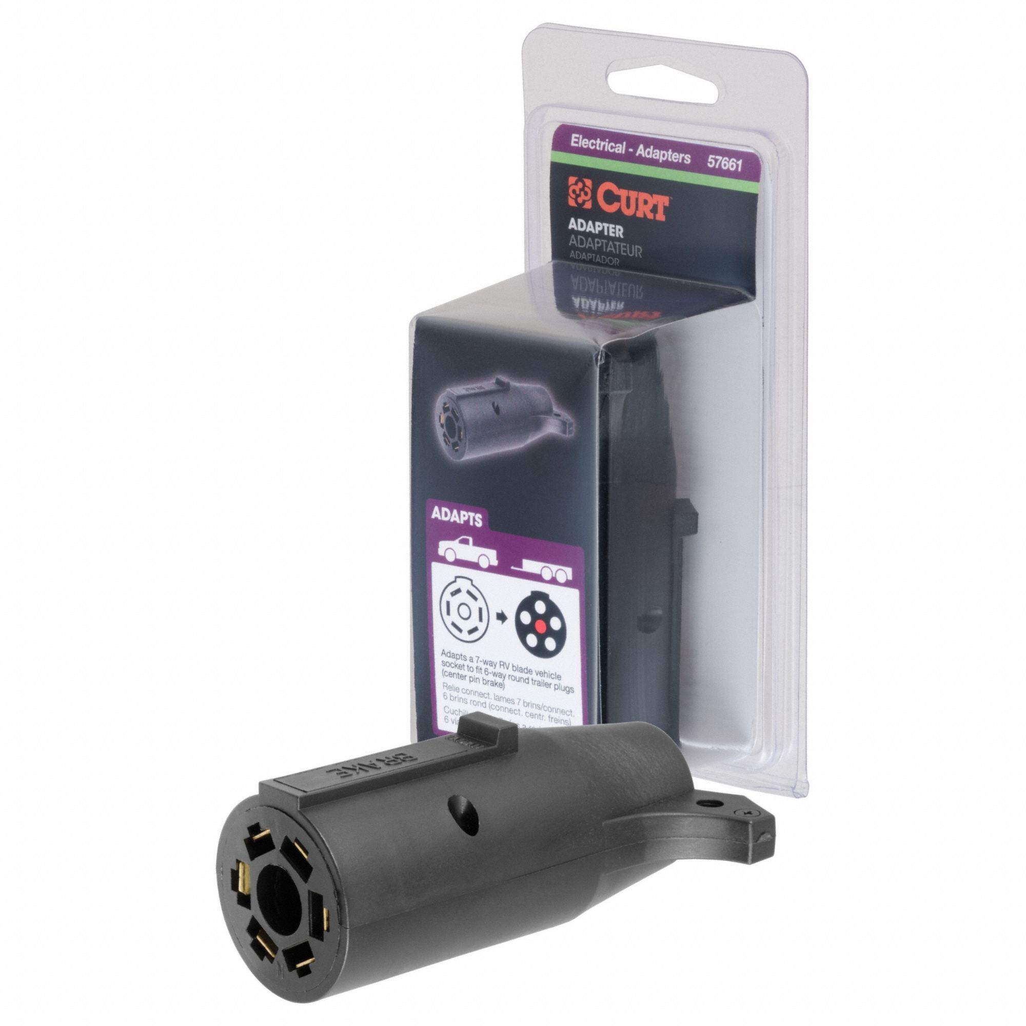 CURT, 7-Way Blade, 6-Way Round, Automotive Electrical Adapter - 809LY6 ...