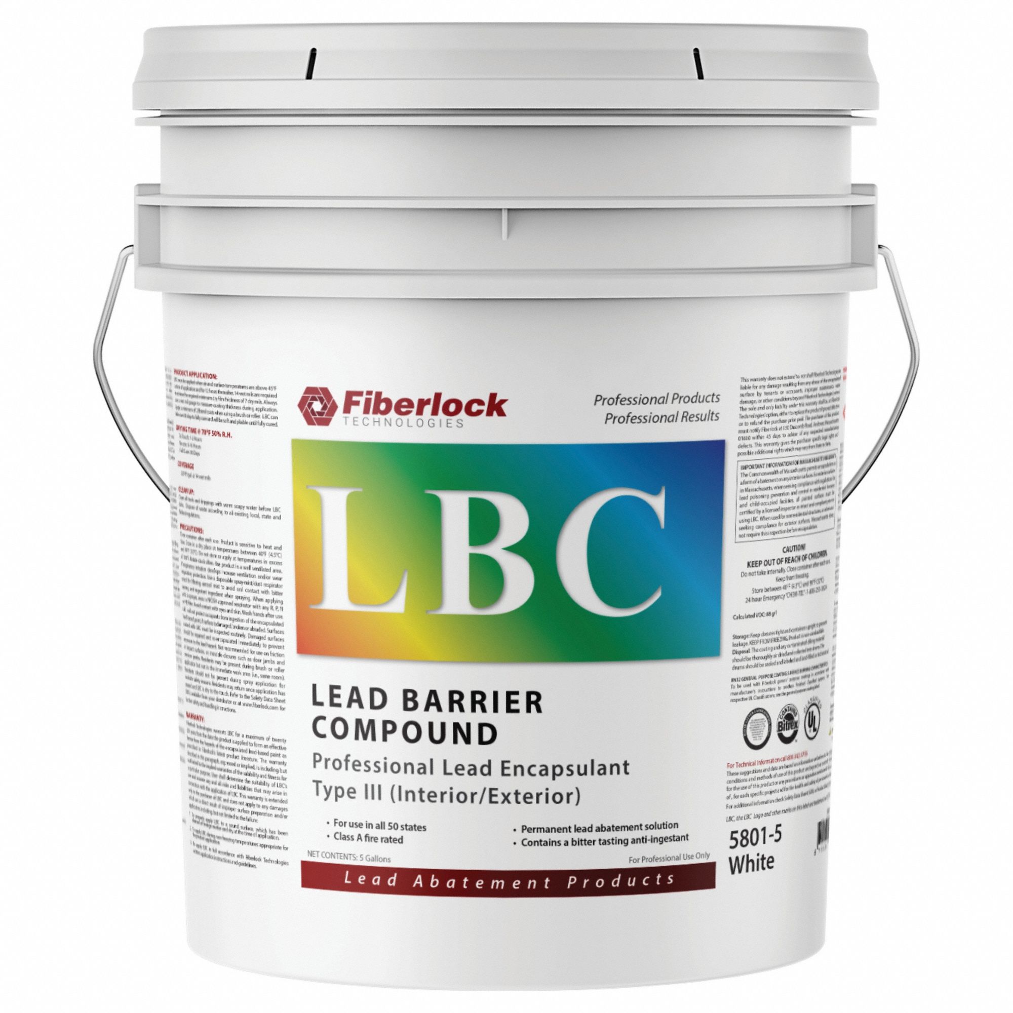 FIBERLOCK TECHNOLOGIES, Water, White, White Lead Barrier Compount ...