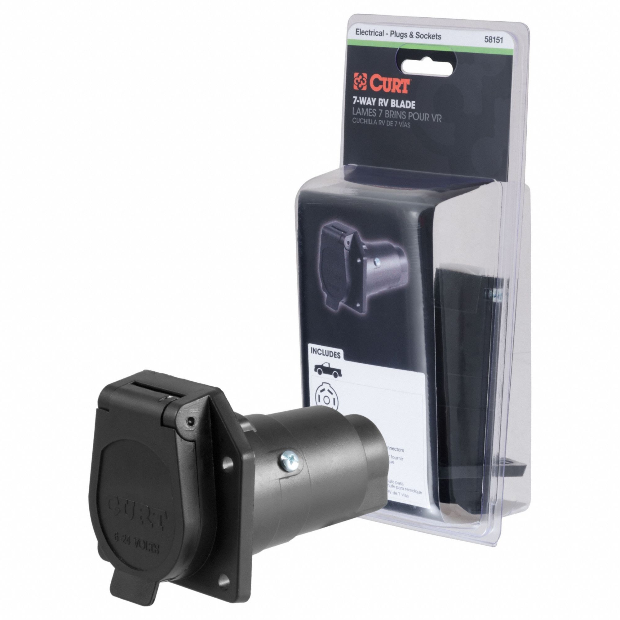 CURT, 7-Way, Plastic, Automotive Electrical Plug - 809MA1|58151 - Grainger