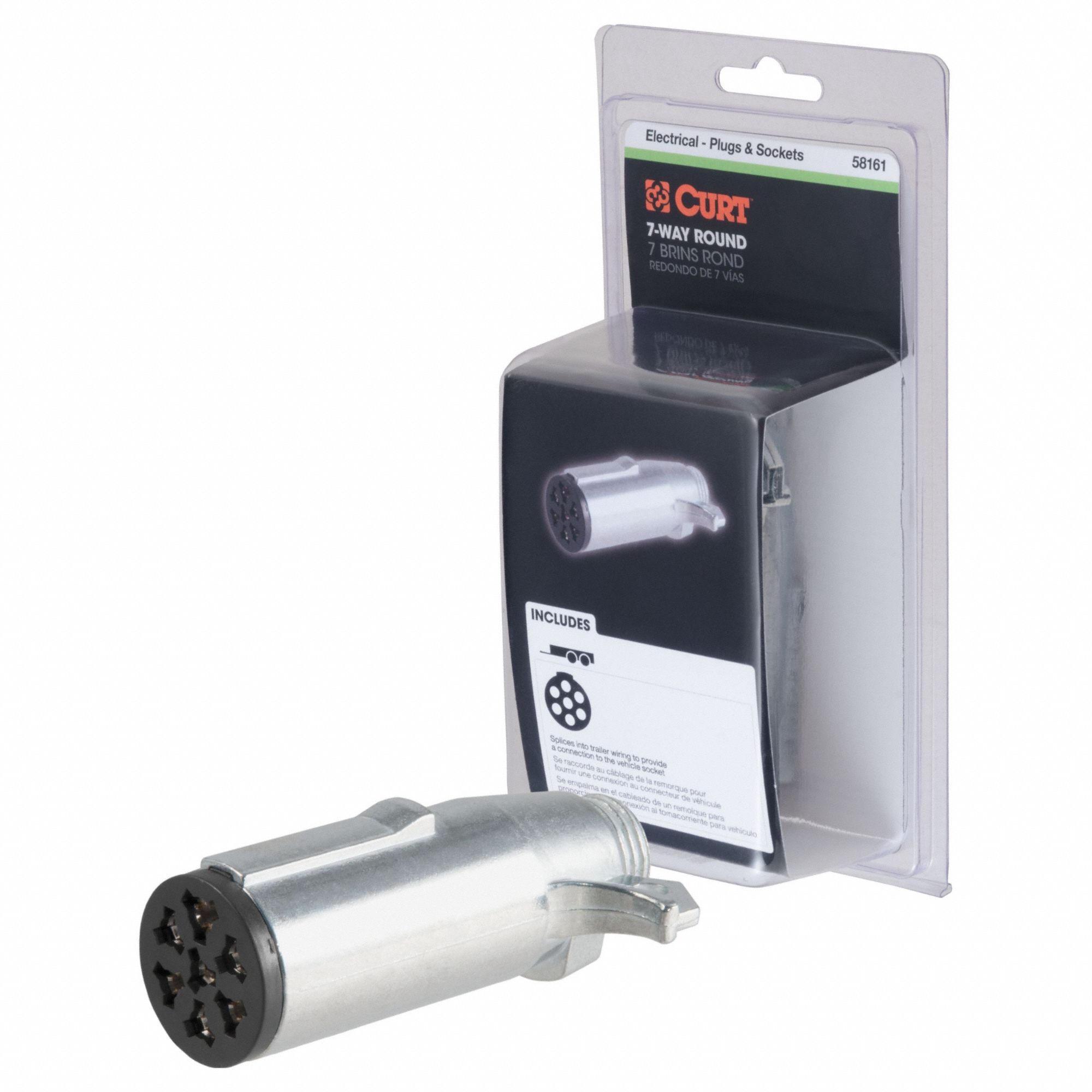 CURT, 7-Way, Plastic, Automotive Electrical Plug - 809LZ7|58161 - Grainger