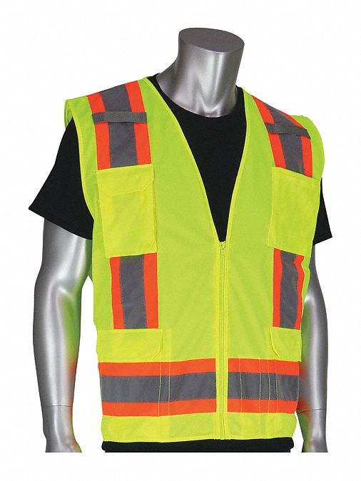 SAFETY VEST, HI-VIS YELLOW, MESH, 3XL - Grainger
