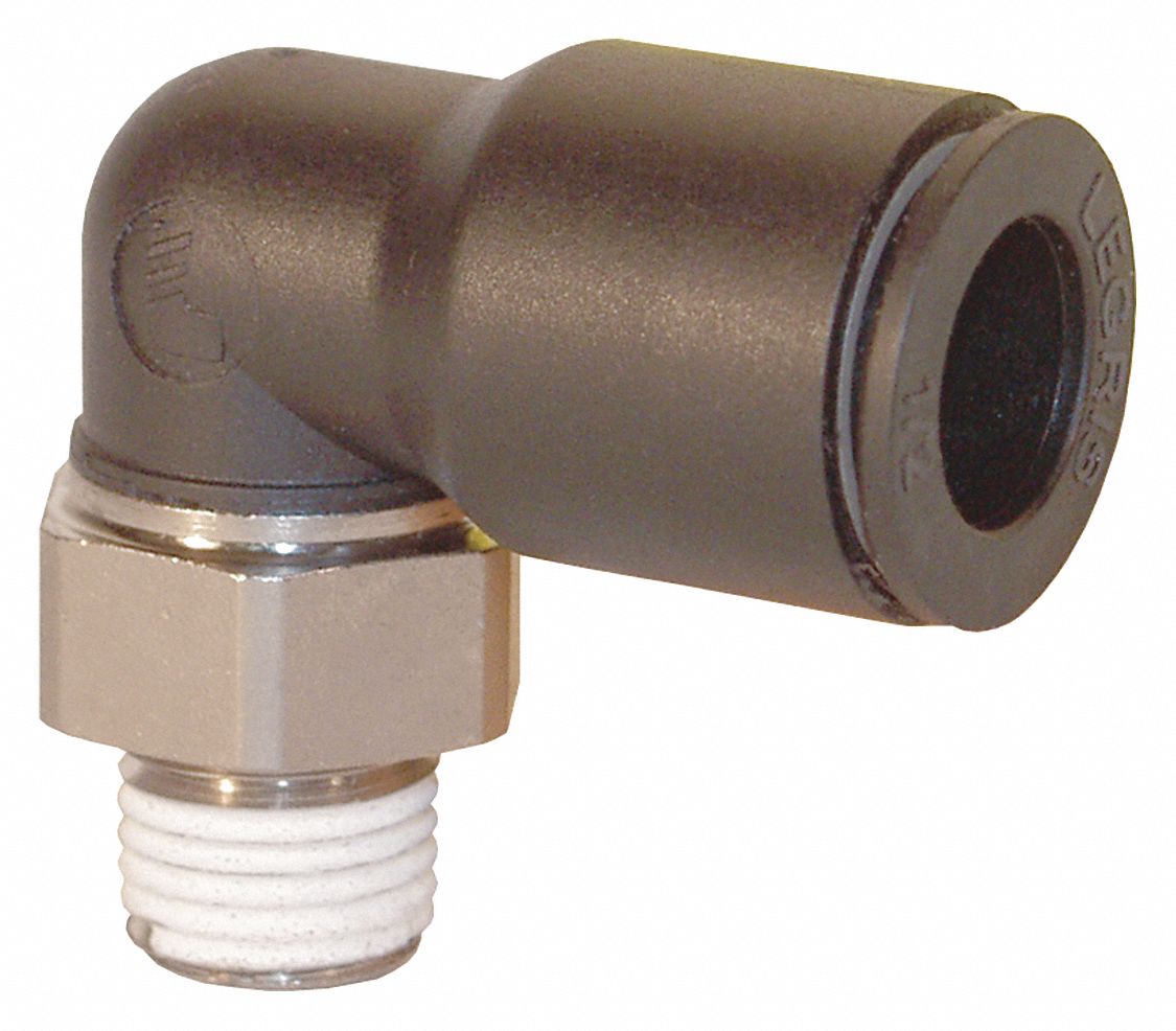 Nickel-Plated Brass, NPT x Push In, Nylon/Brass Push-In,3/8",Male,1/4",Elbow - 58DC44|31096014 ...