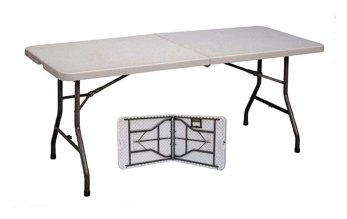Fold in Half Folding Table,30x72",Gray - Grainger