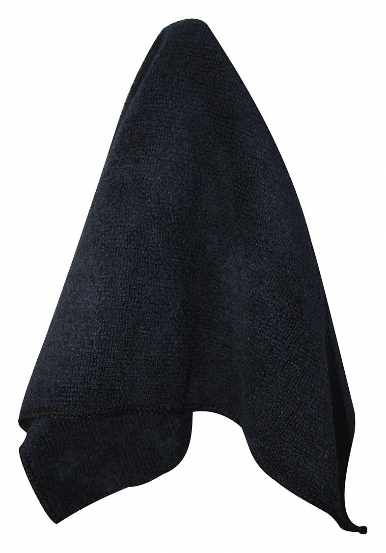 MICROFIBER TECHNOLOGIES, Microfiber Cloth,Gen Purpose,16x16,Black ...
