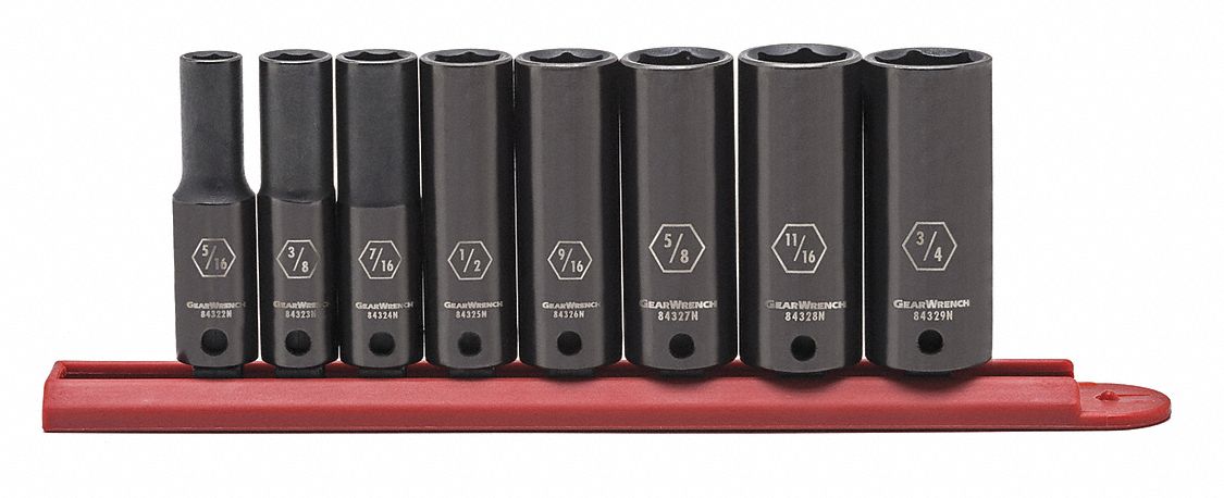 GEARWRENCH, Impact Socket Set,3/8" D,6pt.,SAE,8pcs. - 58LD52|84915N ...