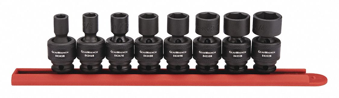 Univ Impact Socket Set,3/8"D,SAE,8pcs. - Grainger