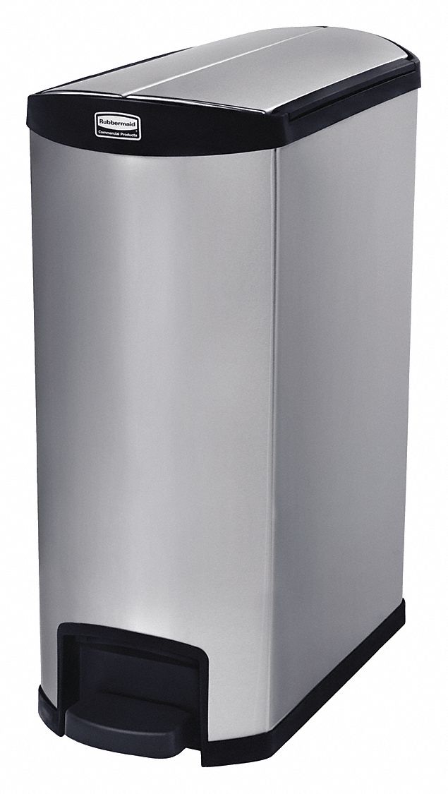 RUBBERMAID COMMERCIAL PRODUCTS, Front Step Container,SS,24 gal.,Black ...
