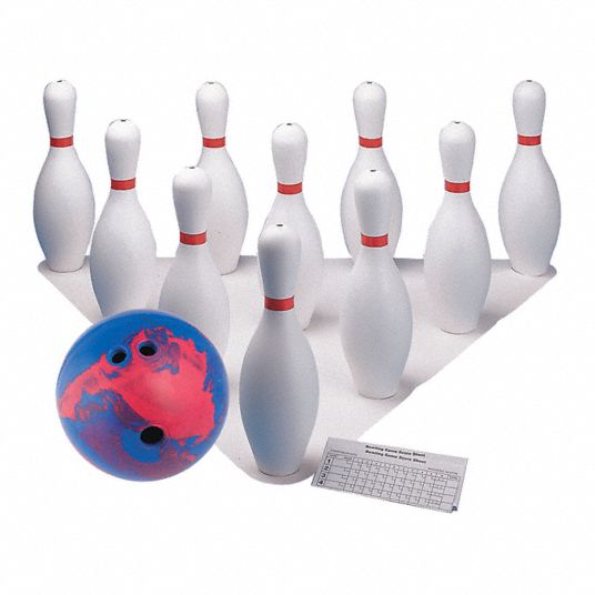 CHAMPION SPORTS, (10) Bowling Pins/Bowling Ball/Score Pad/Setup Sheet ...