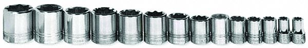 WILLIAMS, Not Tether Capable, Standard Socket Set,1/2"D,8Pt,14pcs. SAE ...