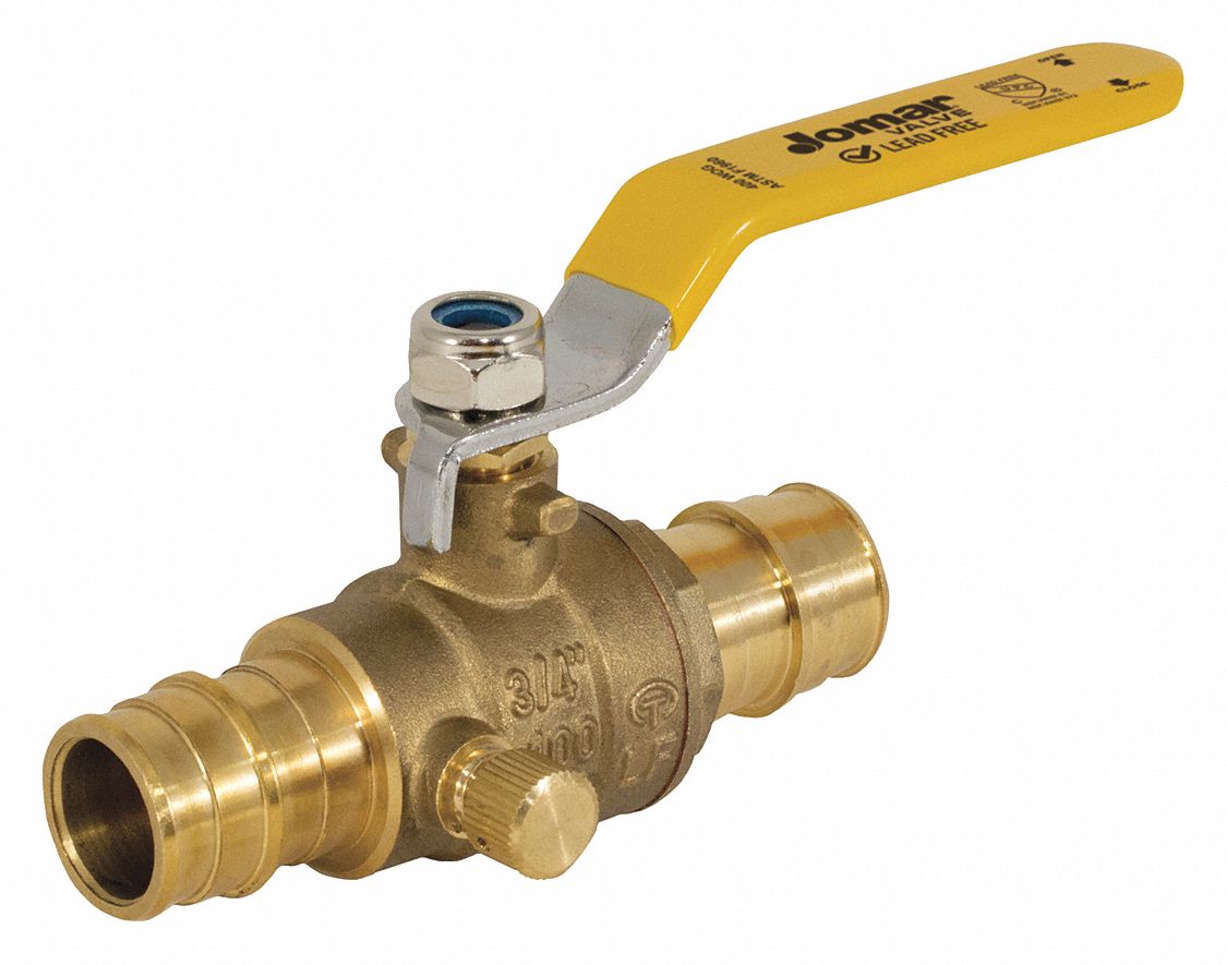 LF Brass Cold Exp PEX Vlve,w/Drain,1/2" - Grainger