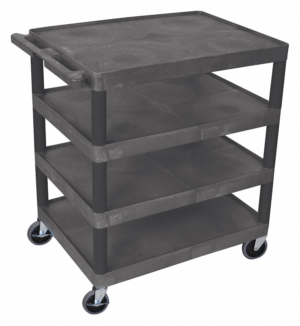 Flat Handle Utility Cart, 400 lb Load Capacity, Number of Shelves 4, 32 ...
