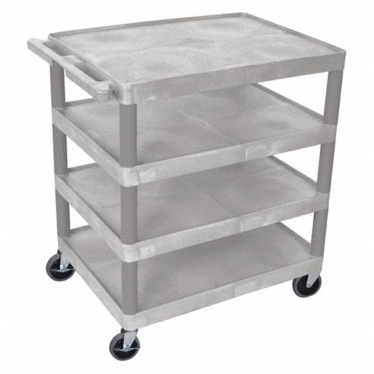 Flat Handle Utility Cart, 400 lb Load Capacity, Number of Shelves 3, 32 ...