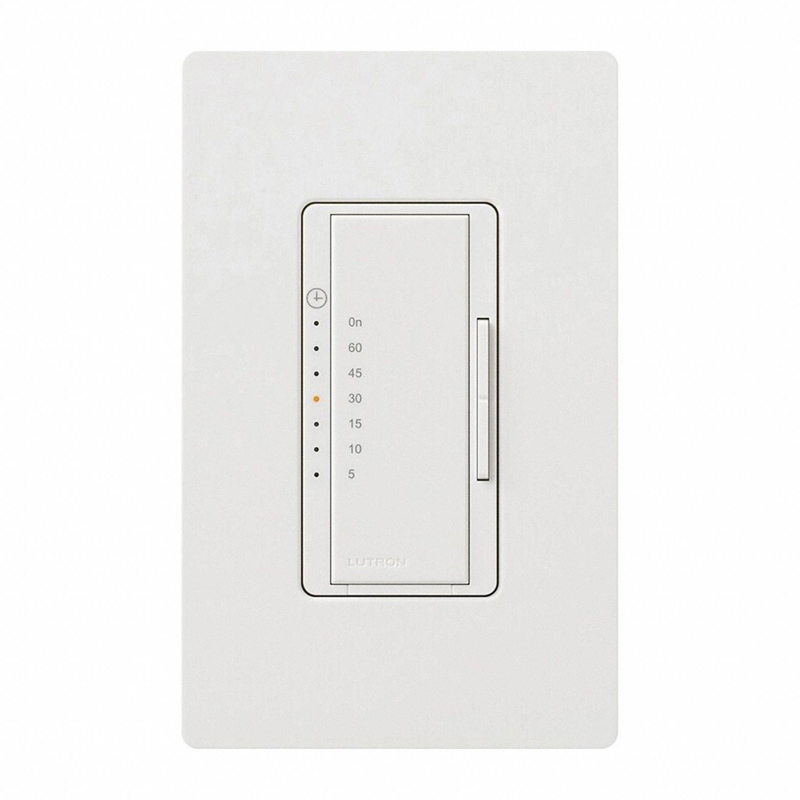 LUTRON, 1 hr Max, 5 min Min, Countdown Timer - 4YPG2|MA-T51MN-WH - Grainger
