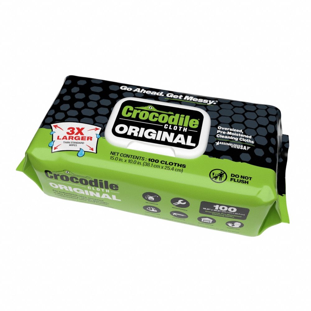 CROCODILE CLOTH, Soft Pack, 100 ct Container Size, Wet Cleaning Wipes ...