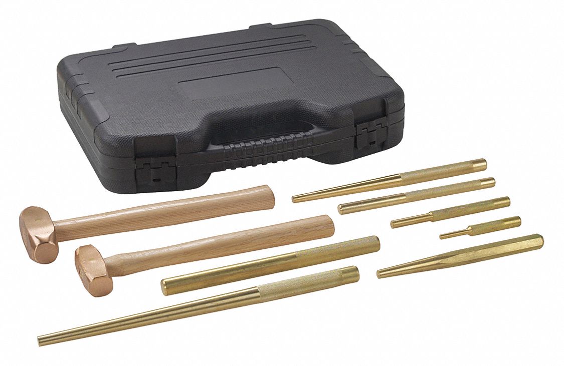 Master Brass Hammer and Punch Set,9pcs. - Grainger