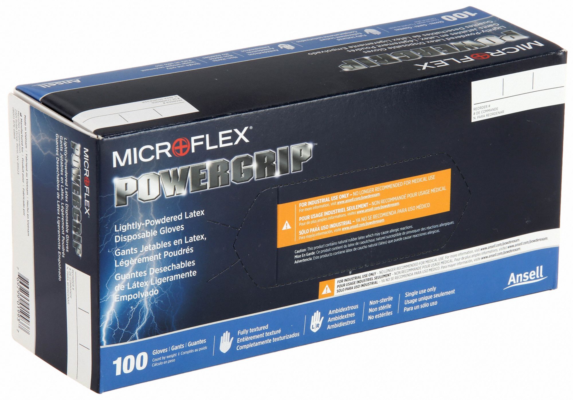 MICROFLEX Disposable Gloves: Gen Purpose, M ( 8 ), 5 mil, Powdered ...