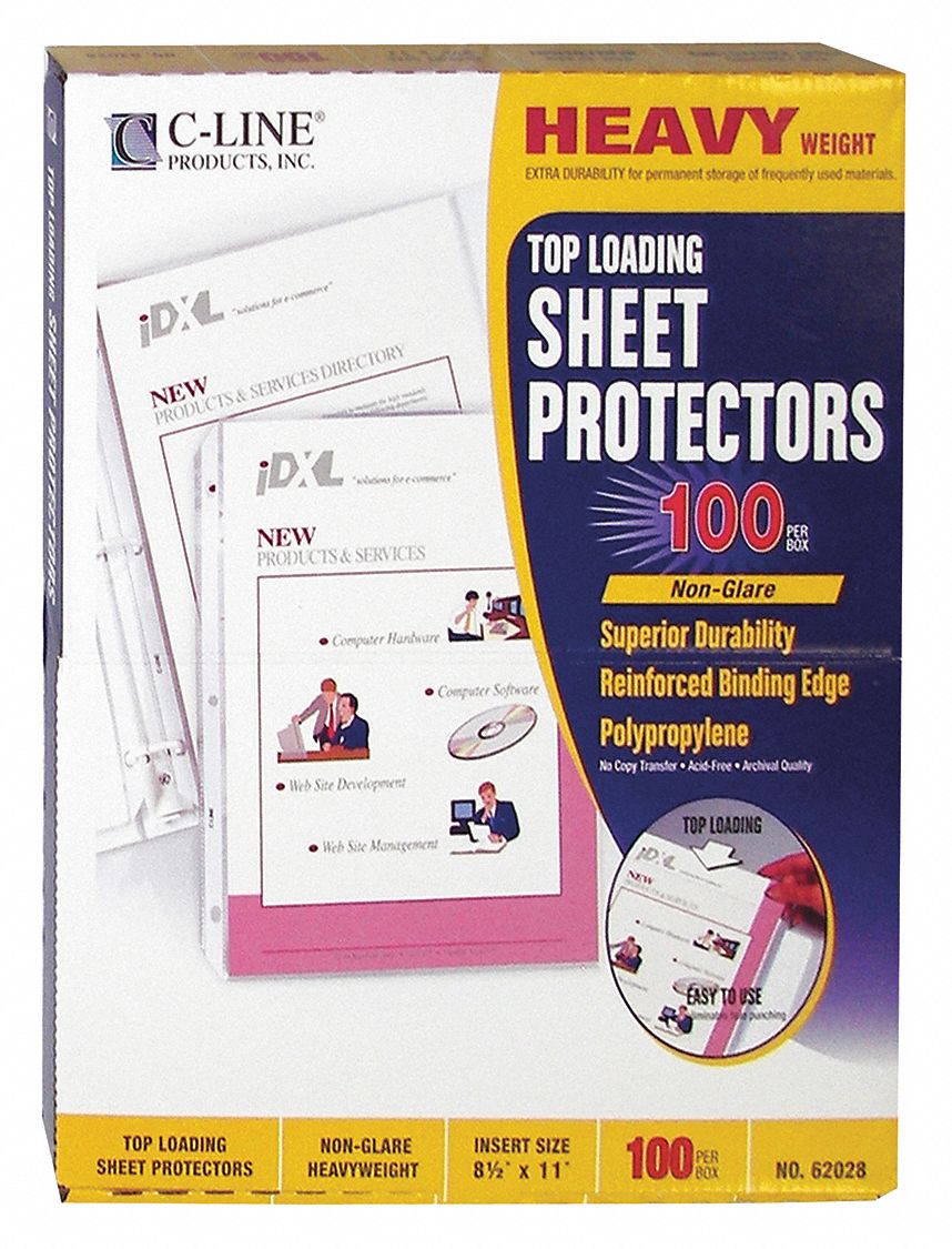 C-LINE PRODUCTS, 0 Tabs, 8 1/2 in Overall Wd, Sheet Protector - 59PD91 ...