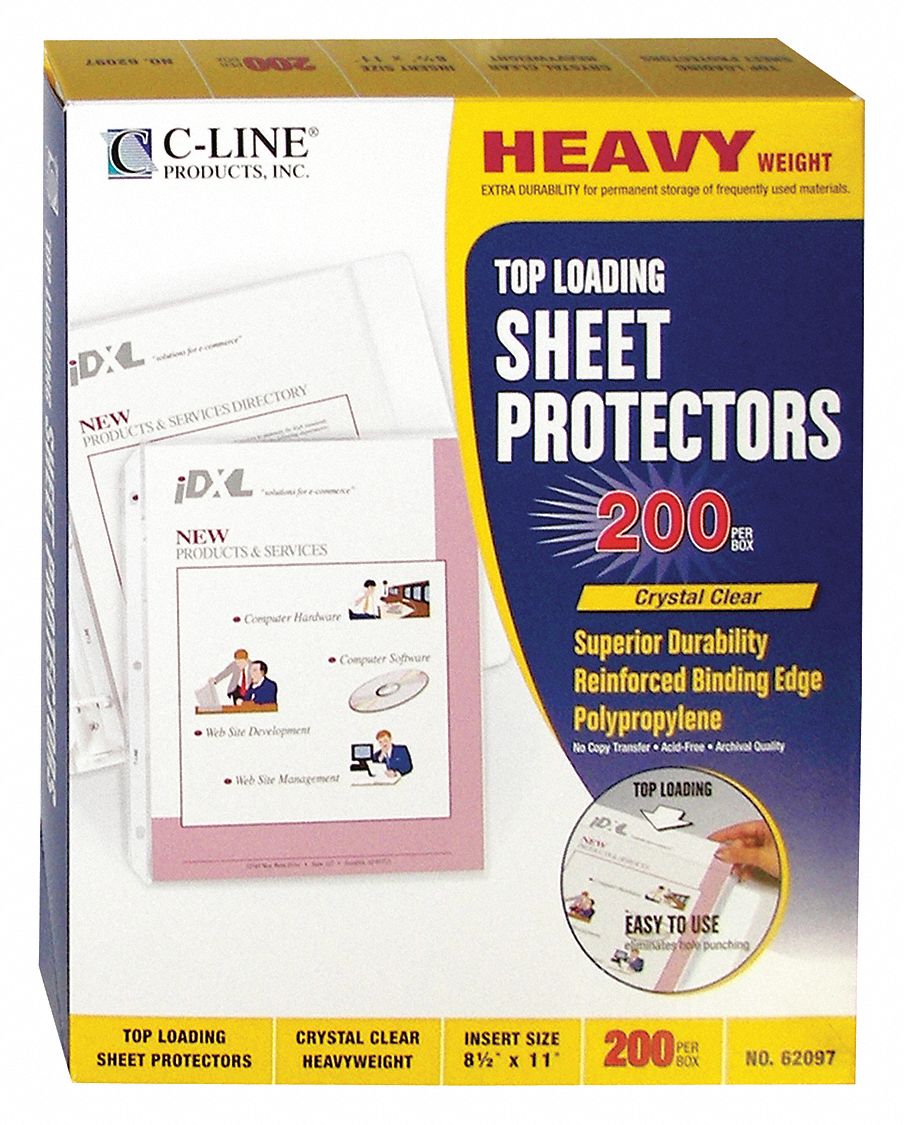 C-LINE PRODUCTS, 0 Tabs, 8 1/2 in Overall Wd, Sheet Protector - 59PE01 ...