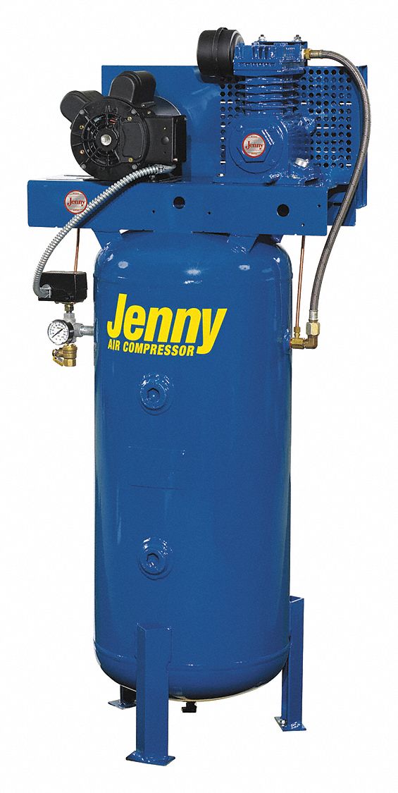 JENNY, Air Compressor,Stationary,6.2cfm,125 psi - 59PF69|K15A-30UMV-115 ...