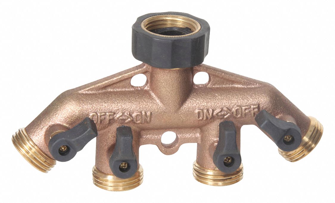 Hose Multi Splitter,Brass Garden,3/4"GHT - Grainger
