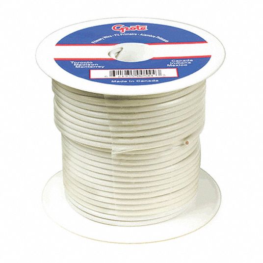 Primary Wire,14 Gauge,White,100 ft.Spool - Grainger