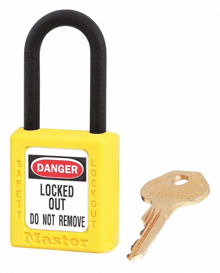 MASTER LOCK Candado de Bloqueo Amarillo con 1 llave - Candados con Mecanismo de Bloqueo - 59YW77 ...