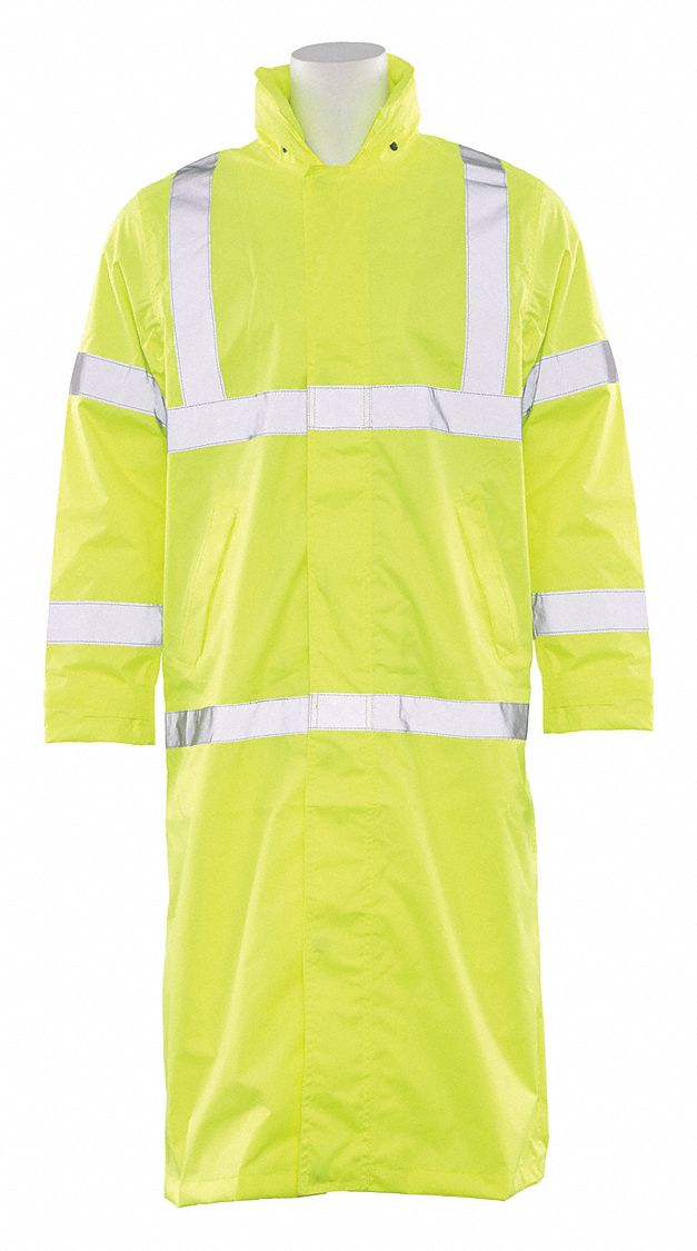 ERB SAFETY, Long Rain Coat,Class 3,Hi-Viz,Lime,2XL - 59ZH97|62031 ...