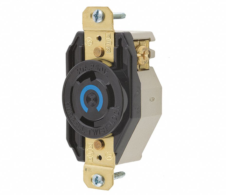 HUBBELL WIRING DEVICE-KELLEMS Receptáculo , Negro , 30 Amperes , 250VCA ...