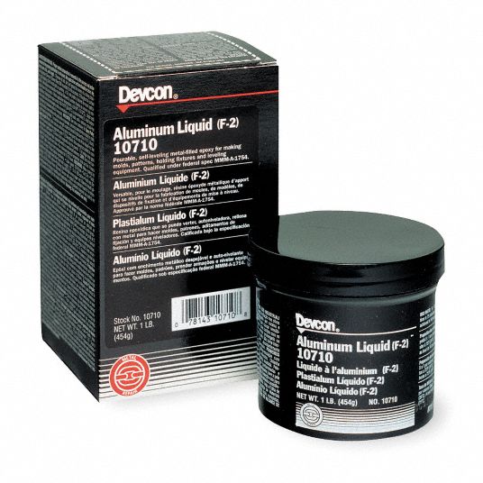 DEVCON Epoxy Adhesive: Aluminum Liquid (F-2), Ambient Cured, 1 lb, Can ...