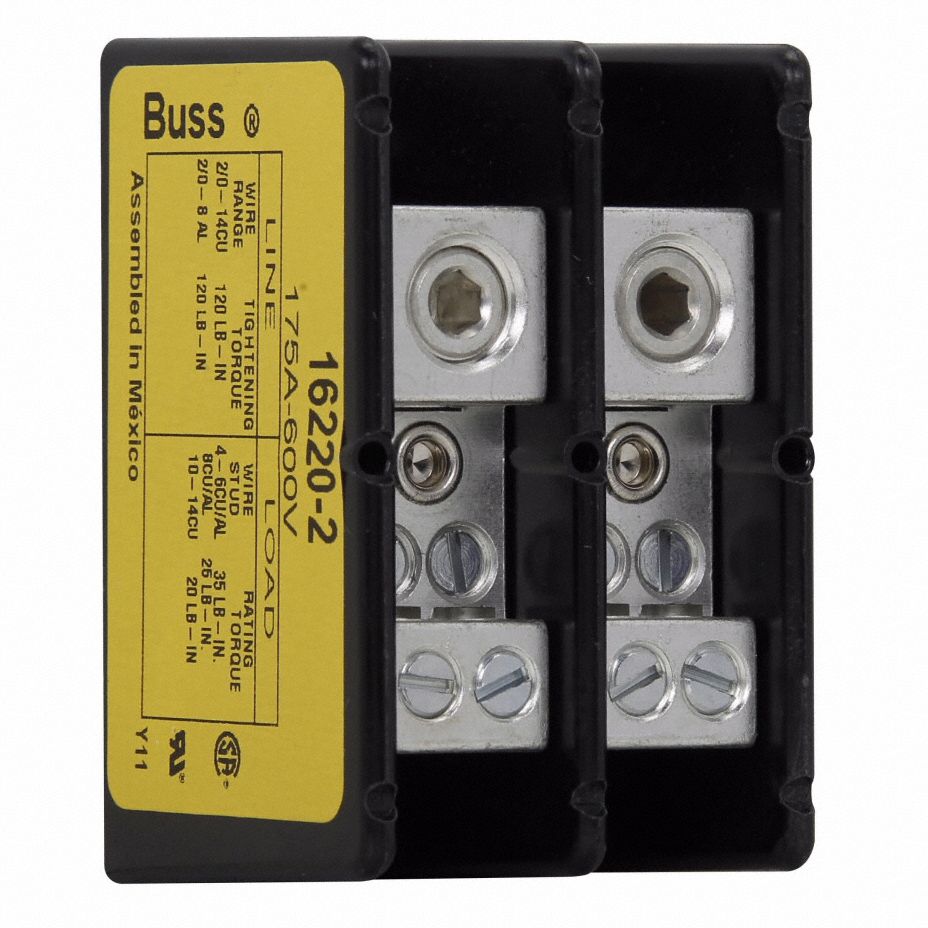 BUSSMANN Miniature Distribution Block: 2 Poles, 14 AWG – 2/0 AWG Line ...