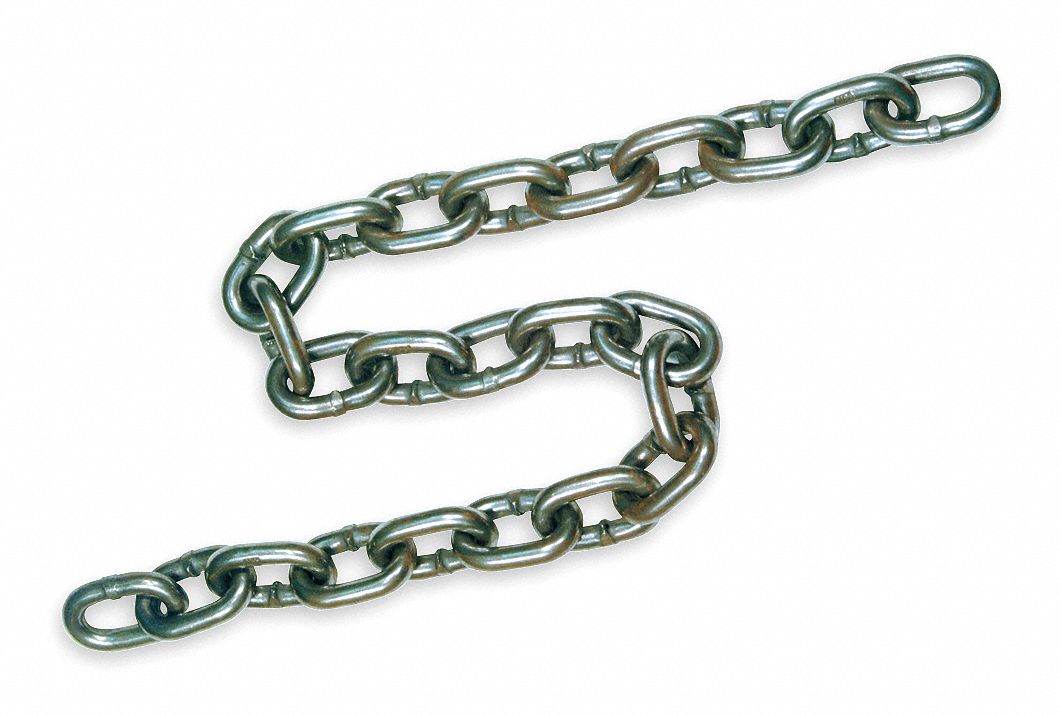 20 ft Grade 43 Straight Chain, 1/4 in Trade Size, 2600 lb Working Load ...