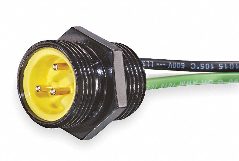 BRAD HARRISON External Thread Receptacle, Number of Pins: 3, Male, Plug ...