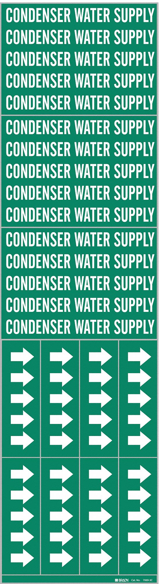 Condenser Water Supply, Green, Pipe Marker - 5ACT1|7069-3C - Grainger